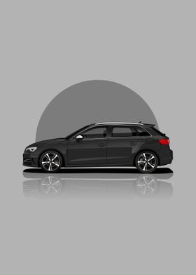 'Art Car Black Audi RS3' Poster by Dodi Firdaus | Displate