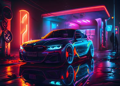 'BMW Neon' Poster by GoodLifeImages | Displate
