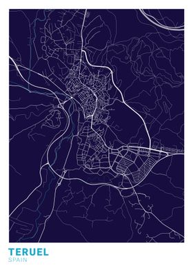'Teruel City Map' Poster by Trulaf Design | Displate