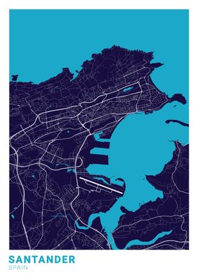 'Santander City Map' Poster by Trulaf Design | Displate