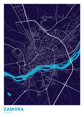 'Zamora City Map' Poster by Trulaf Design | Displate