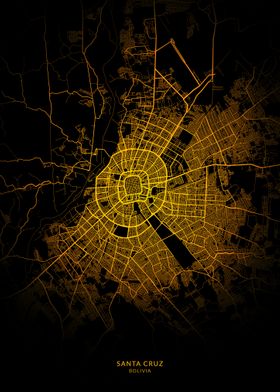'Santa Cruz City Map Gold' Poster by Trulaf Design | Displate