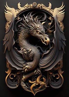 'Magical Dragon Art Deco' Poster by Luong Phat | Displate