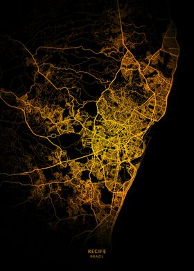 'Recife City Map Gold' Poster by Trulaf Design | Displate