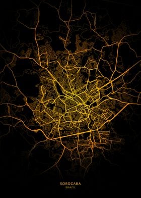 'Sorocaba City Map Gold' Poster by Trulaf Design | Displate