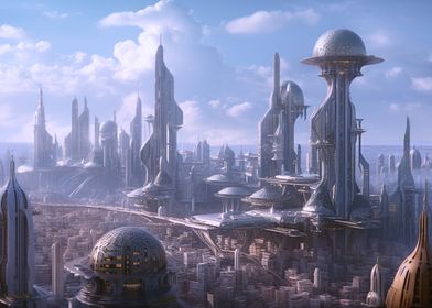 'Alien future city' Poster by Tapu Vlad | Displate