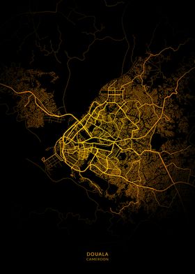 'Douala City Map Gold' Poster by Trulaf Design | Displate