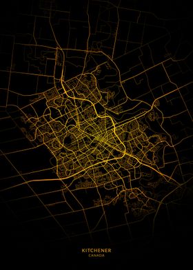 'Kitchener City Map Gold' Poster by Trulaf Design | Displate