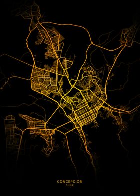 'Concepcion City Map Gold' Poster by Trulaf Design | Displate