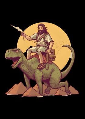 'Jesus Riding A Dino Rex' Poster by Color My Wall | Displate