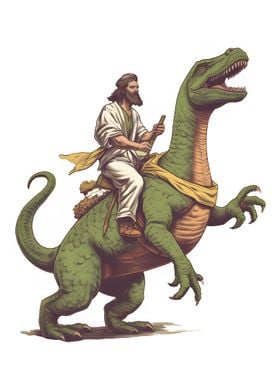 'Jesus Riding A Dino Rex' Poster by Color My Wall | Displate