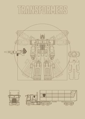 'Optimus Schematics' Poster by Transformers | Displate