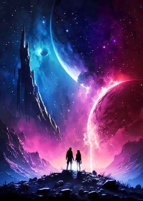 'Universe Couple Lovers' Poster by Luong Phat | Displate