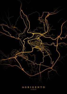 'Agrigento City Map Gold' Poster by Trulaf Design | Displate