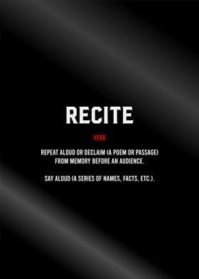 'recite definition' Poster by Bestselling Displate Poster | Displate