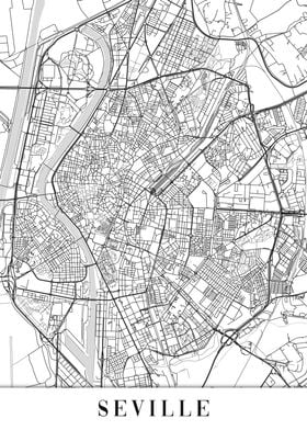 'Seville White Map' Poster by dkDesign | Displate