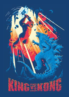 'King vs Kong Blue' Poster by Godzilla vs Kong | Displate
