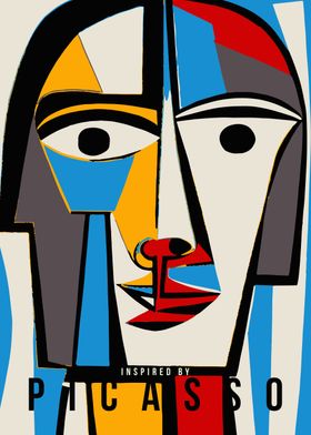 'Retro Cubism Head' Poster by HyggeStudio | Displate