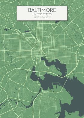 'Baltimore Green Map' Poster by dkDesign | Displate