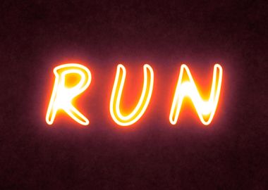 'Neon screen orange run' Poster, picture, metal print, paint by ...