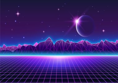 'Neon Retro city poster' Poster, picture, metal print, paint by ...