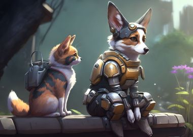 'Cycorgi and Cycat' Poster, picture, metal print, paint by GoodLifeImages | Displate