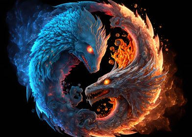 Fire Dragon Vs Water Dragon Wallpaper