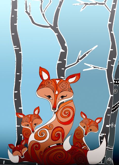 'FOX FAMILY' Poster by Monika Strigel® | Displate