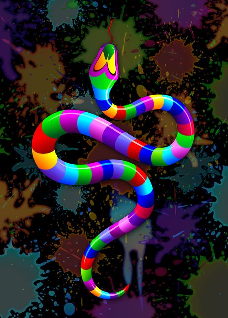 'Snake Ringed Psychedelic Rainbow Colors' Poster by Bluedarkat Lem ...