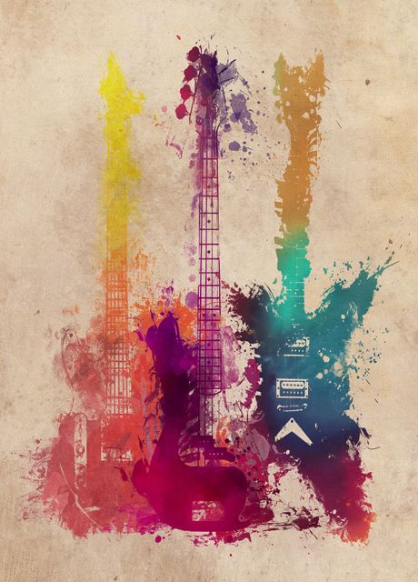 'Guitars' Poster by JBJart Justyna Jaszke | Displate
