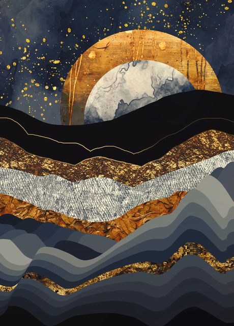 'Metallic Mountains' Poster by SpaceFrog Designs | Displate