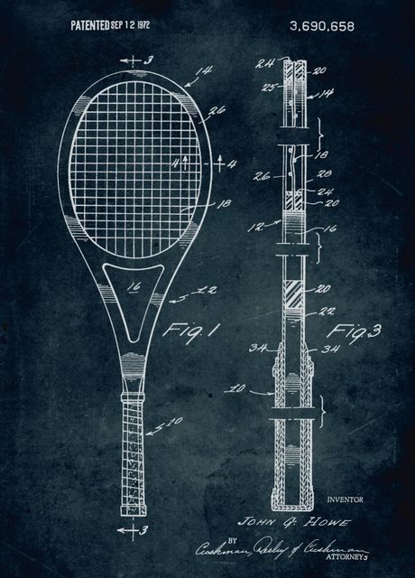 'No103 - 1972 - Racket - Inventor Jogn G. Howe' Poster by Xavier Vieira ...