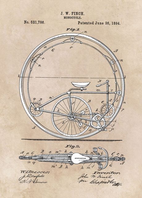'patent art Finch Monocycle 1894' Poster by JBJart Justyna Jaszke ...
