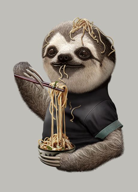 'SLOTH EAT NOODLE' Poster by Adam Lawless | Displate