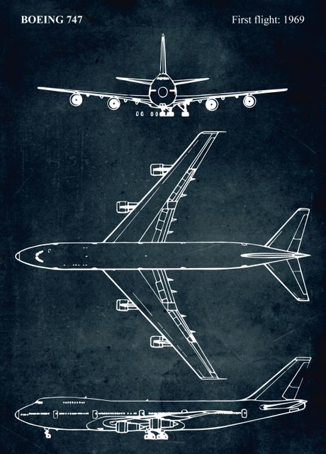'No006 - BOEING 747 - First flight 1969' Poster, picture, metal print ...