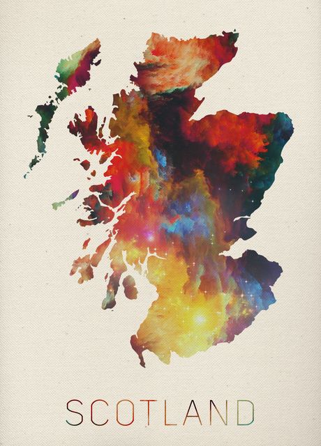 'Scotland Watercolor Map' Poster, picture, metal print, paint by Design ...