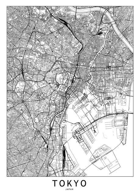 'Tokyo White Map' Poster by Multiplicity Maps | Displate