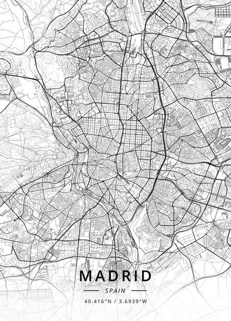 'Madrid, Spain' Poster, picture, metal print, paint by Designer Map Art ...