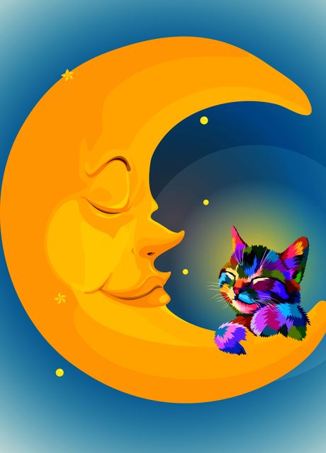 'Moon Cat' Poster by Fotios Pavlopoulos | Displate