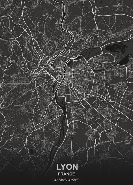 'Lyon city map' Poster by Iwoko | Displate