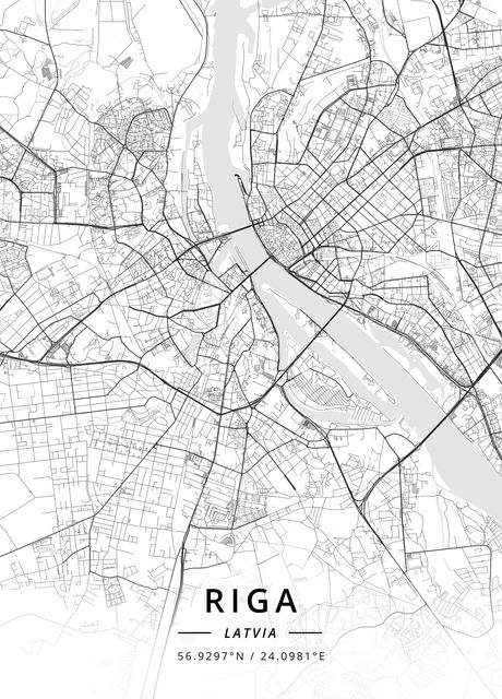 'Riga, Latvia' Poster by Designer Map Art | Displate