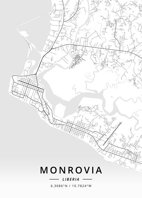 'Monrovia, Liberia' Poster by Designer Map Art | Displate