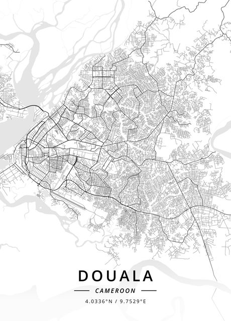 'Douala, Cameroon' Poster by Designer Map Art | Displate