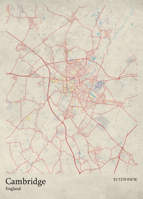 'Cambridge city map' Poster, picture, metal print, paint by Iwoko ...