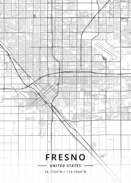 'Fresno, United States' Poster by Designer Map Art | Displate