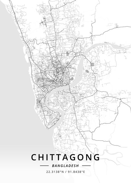 'Chittagong, Bangladesh' Poster by Designer Map Art | Displate