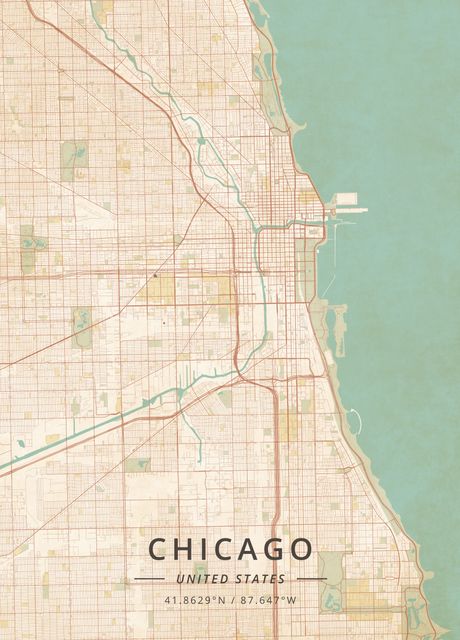 'Chicago United States' Poster by Designer Map Art | Displate