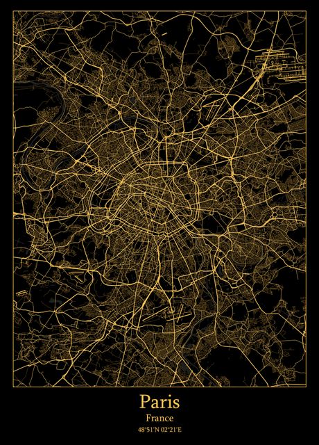 'Paris France map' Poster by Iwoko | Displate