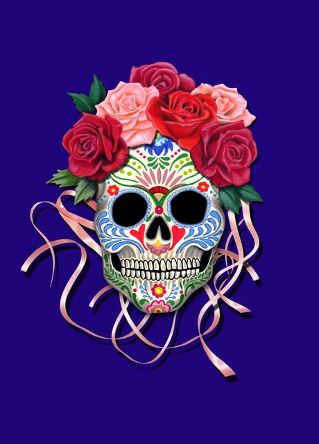 'Mexican Roses Skull' Poster by Colette van der Wal | Displate