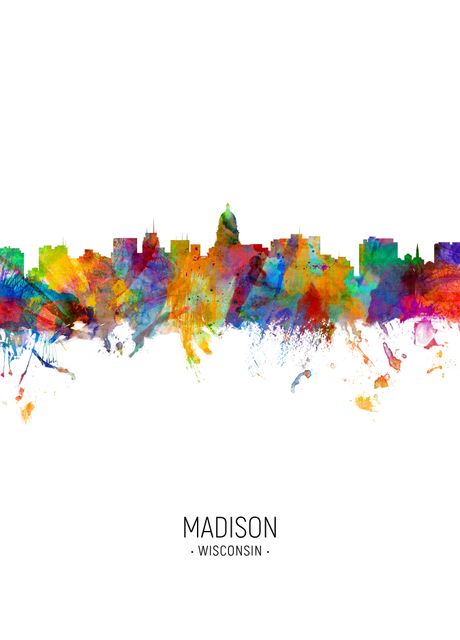 'Madison Wisconsin Skyline' Poster by Michael Tompsett | Displate